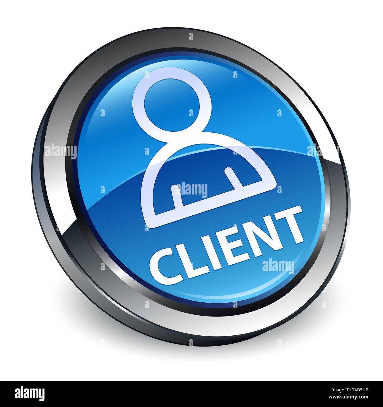 Client (member icon) isolated on 3d blue round button abstract ...