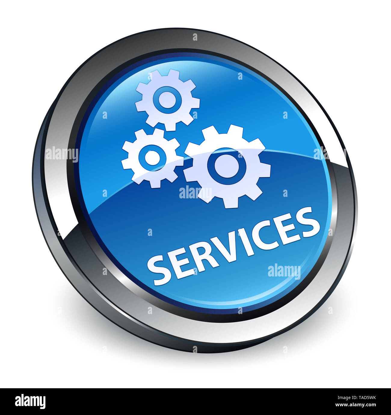 Services (gears icon) isolated on 3d blue round button abstract ...