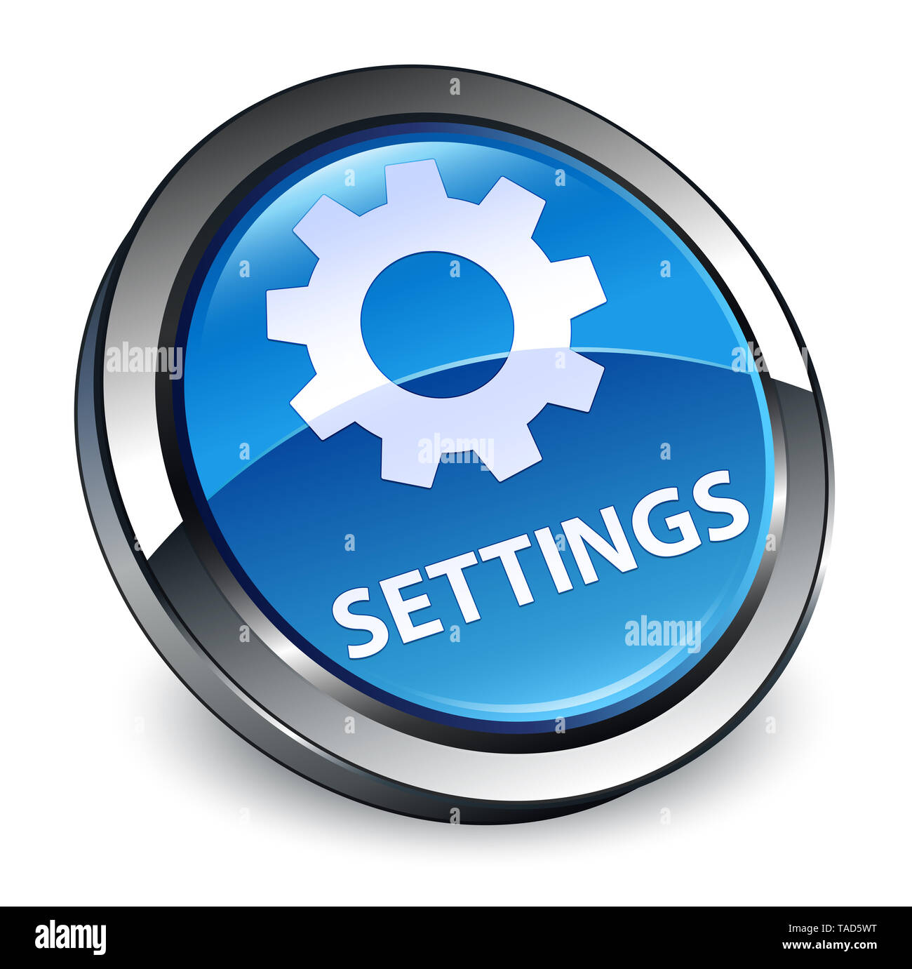Settings isolated on 3d blue round button abstract illustration Stock ...