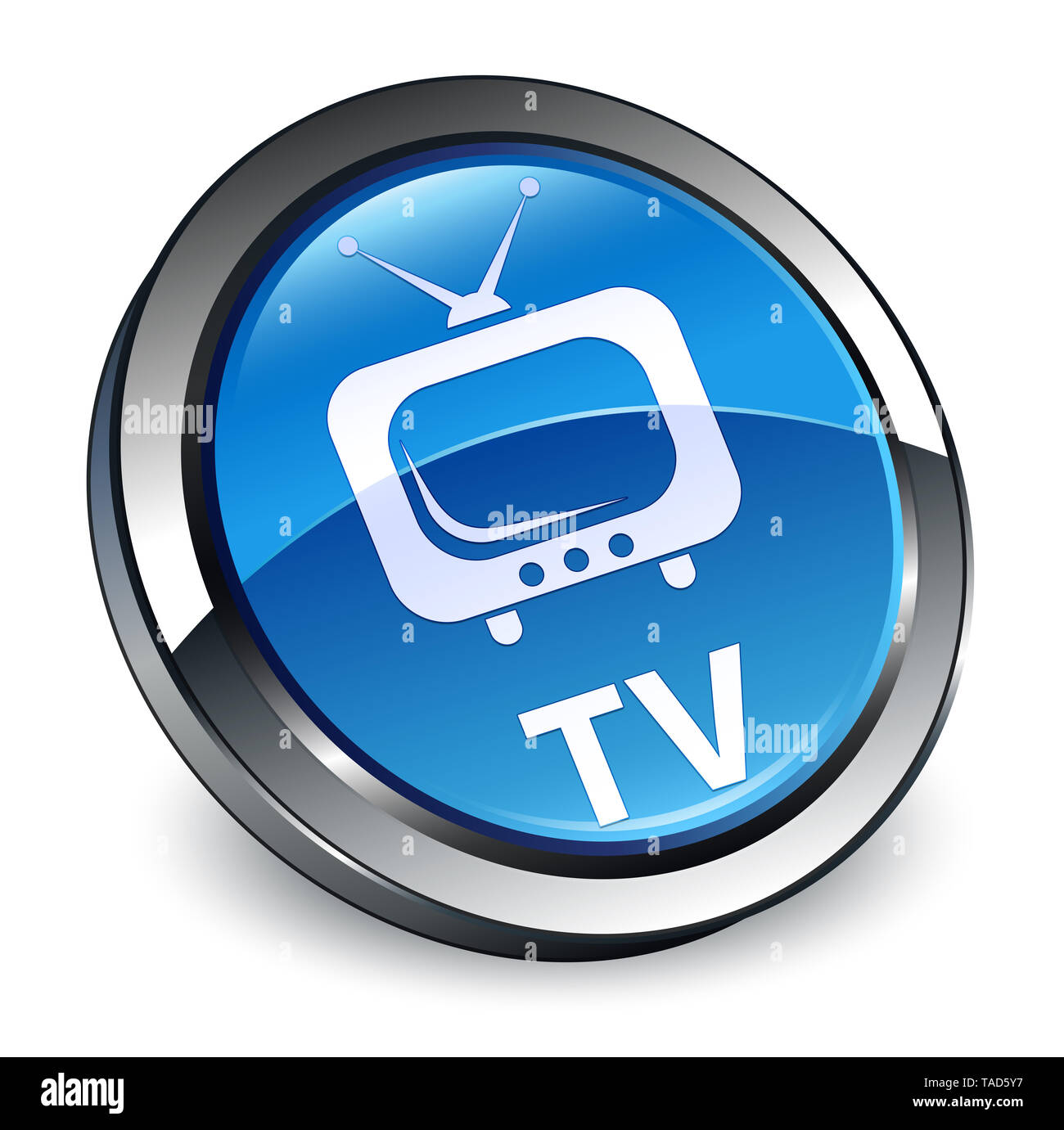 TV isolated on 3d blue round button abstract illustration Stock Photo ...