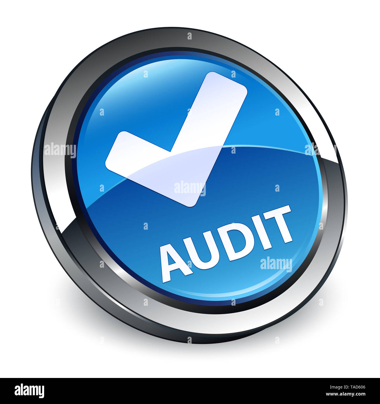 Audit (validate icon) isolated on 3d blue round button abstract ...