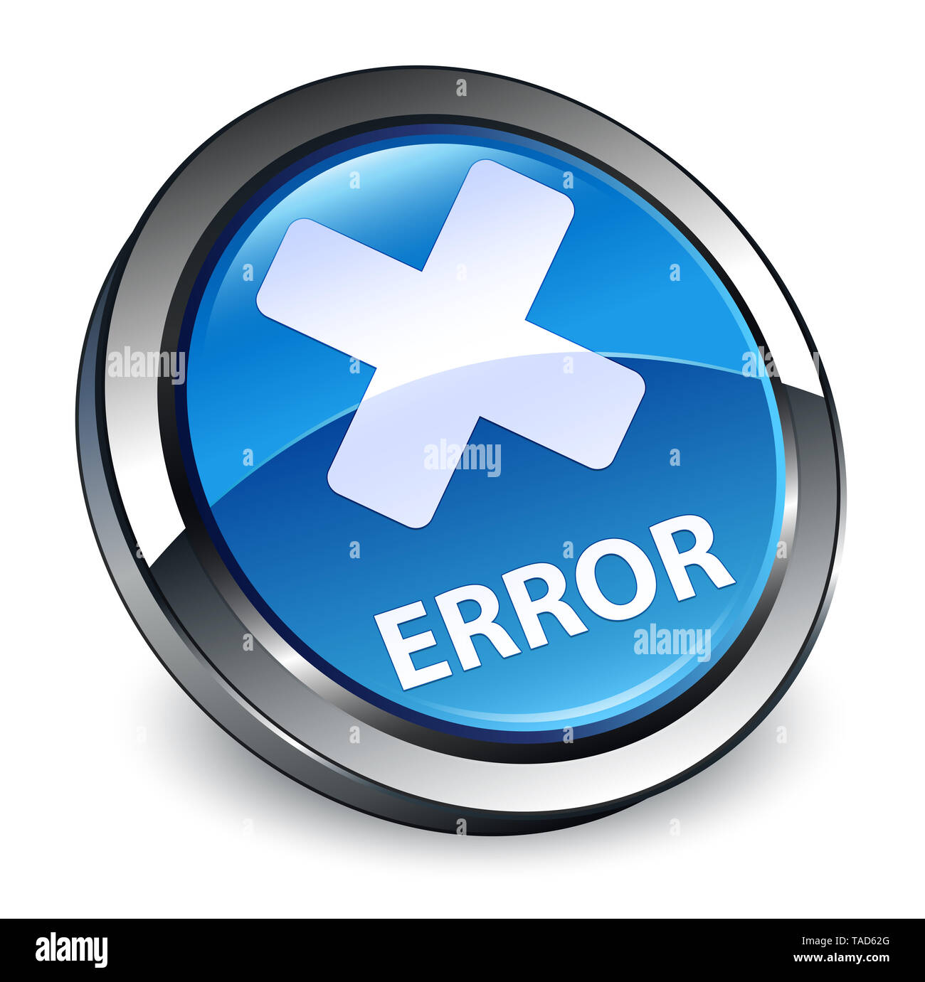 Error (cancel icon) isolated on 3d blue round button abstract ...