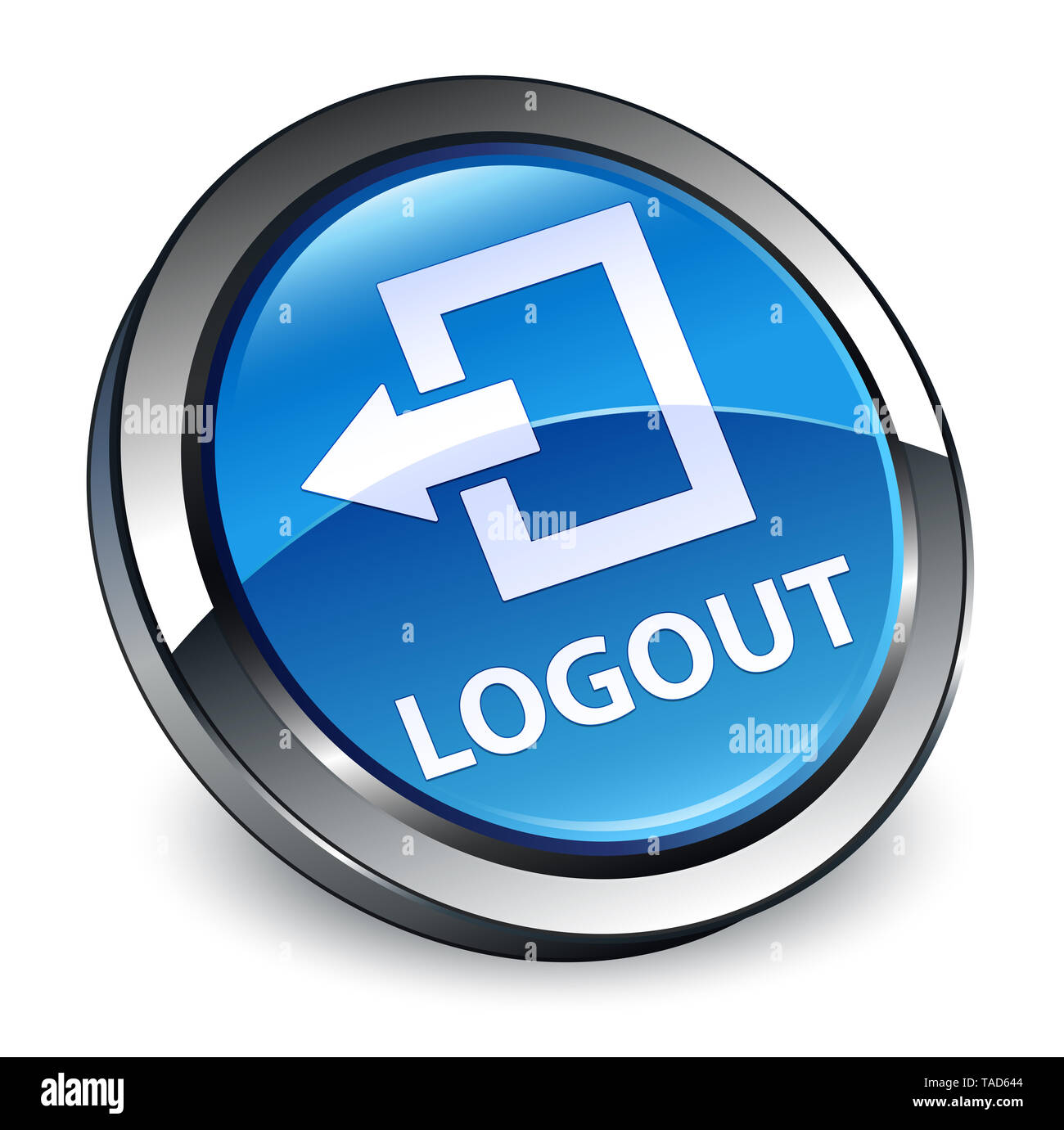 Logout isolated on 3d blue round button abstract illustration Stock ...