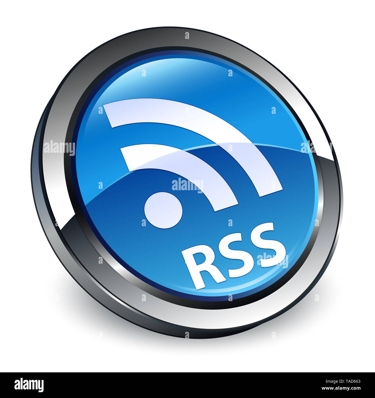 RSS isolated on 3d blue round button abstract illustration Stock Photo ...