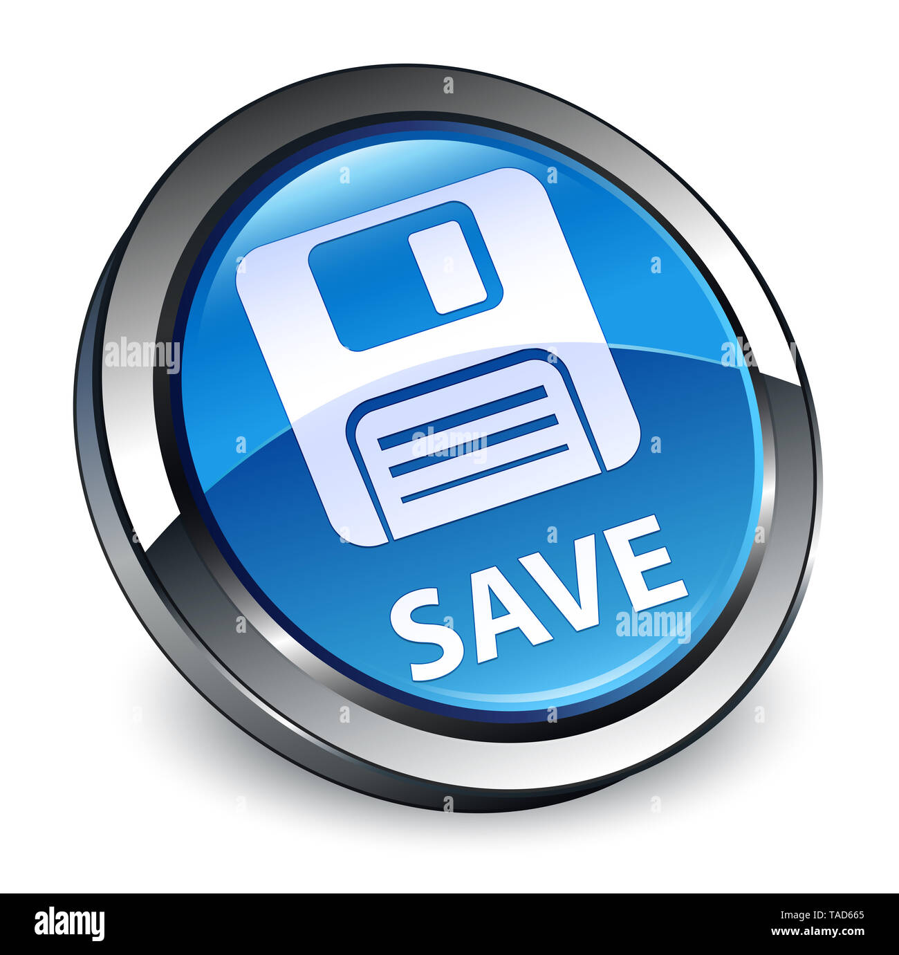 Save (floppy disk icon) isolated on 3d blue round button abstract ...
