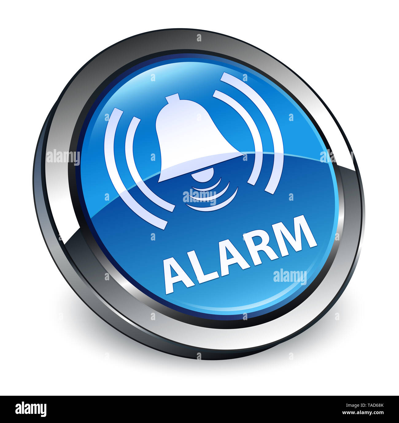 Alarm (bell icon) isolated on 3d blue round button abstract ...