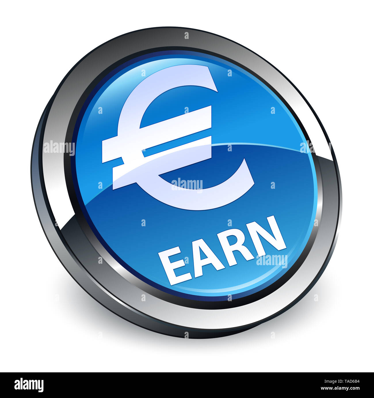 Earn (euro sign) isolated on 3d blue round button abstract illustration ...
