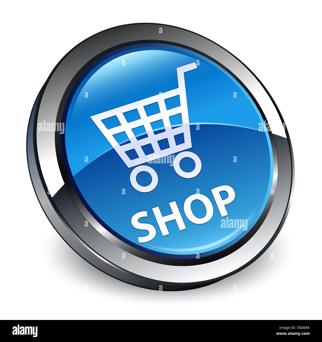 Shop isolated on 3d blue round button abstract illustration Stock Photo ...