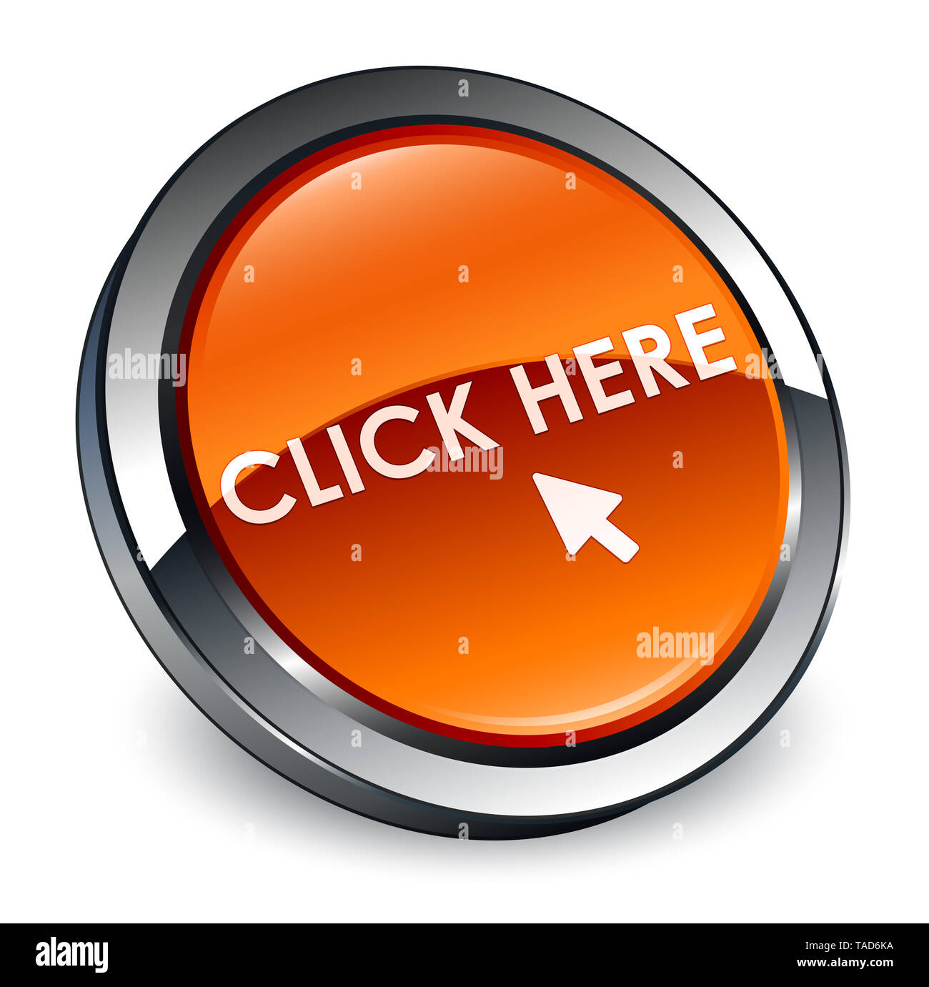 Click here isolated on 3d brown round button abstract illustration ...
