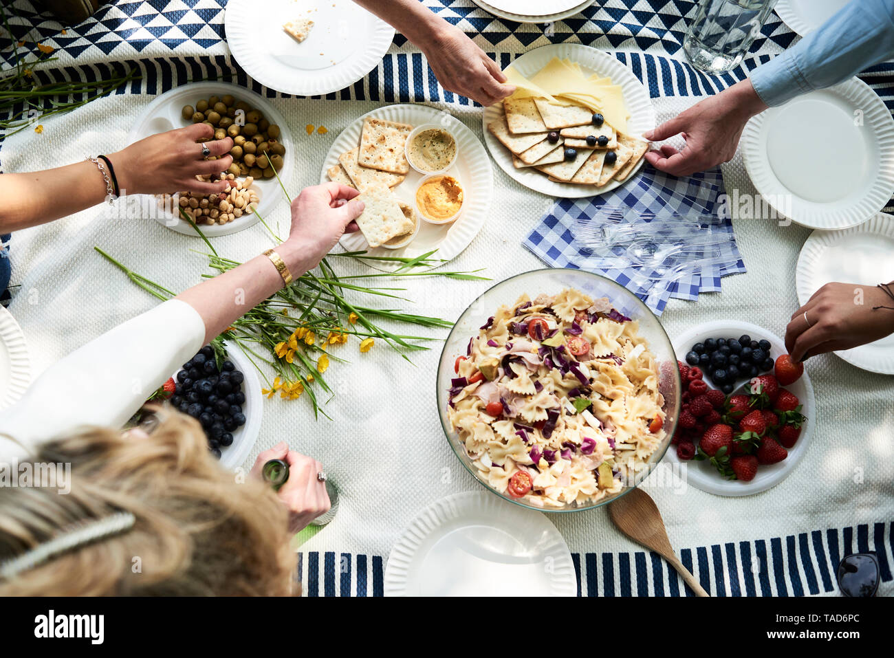 Top view of women having a picnic in park Stock Photo - Alamy