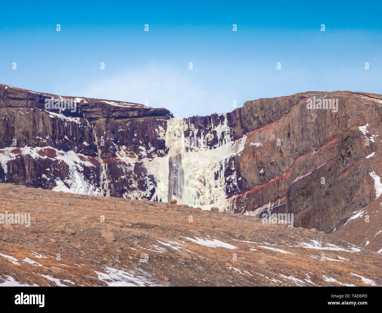 Hengifoss waterfall frozen in cold hi-res stock photography and images ...