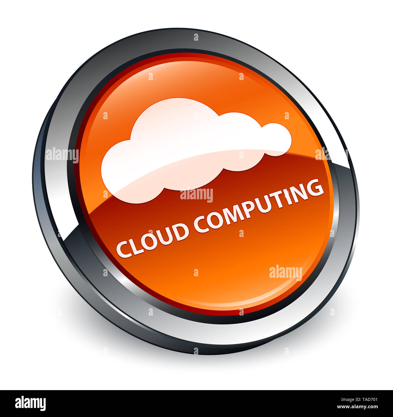 Cloud computing isolated on 3d brown round button abstract illustration ...