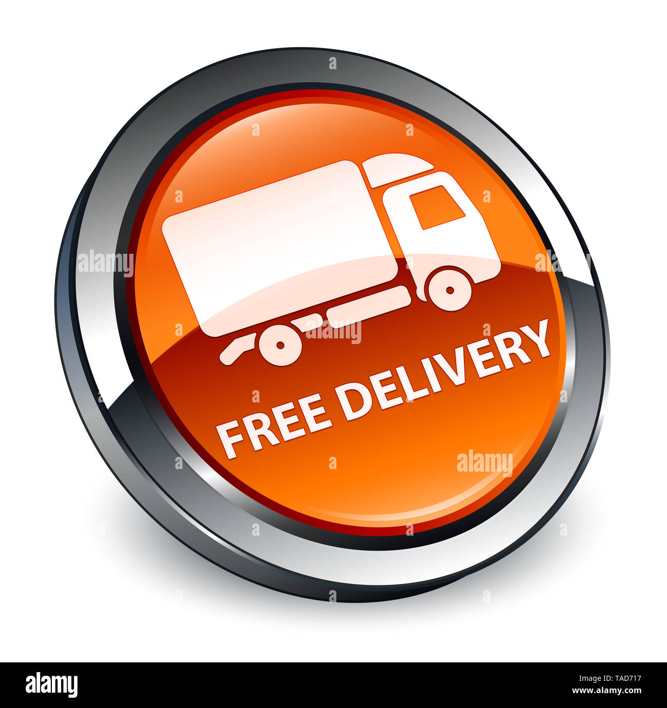 Free delivery isolated on 3d brown round button abstract illustration ...