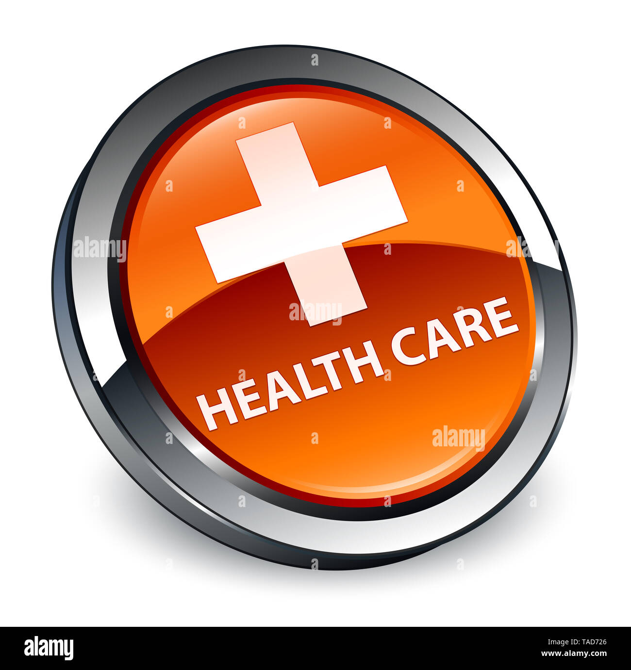 Health care (plus sign) isolated on 3d brown round button abstract ...