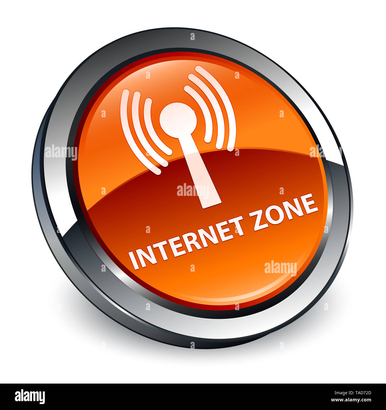 Internet zone (wlan network) isolated on 3d brown round button abstract ...