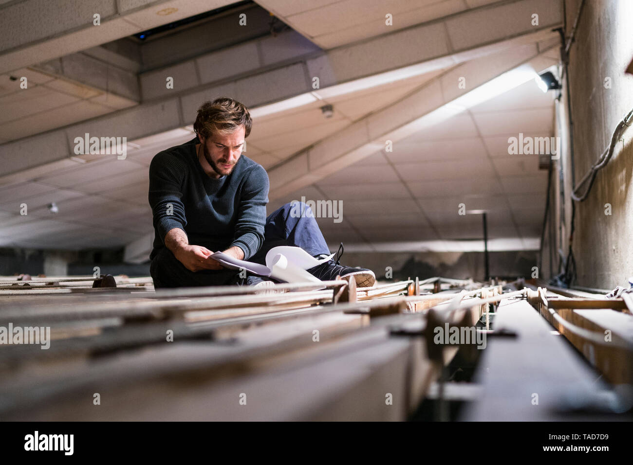 Actor studying script at theatre Stock Photo - Alamy