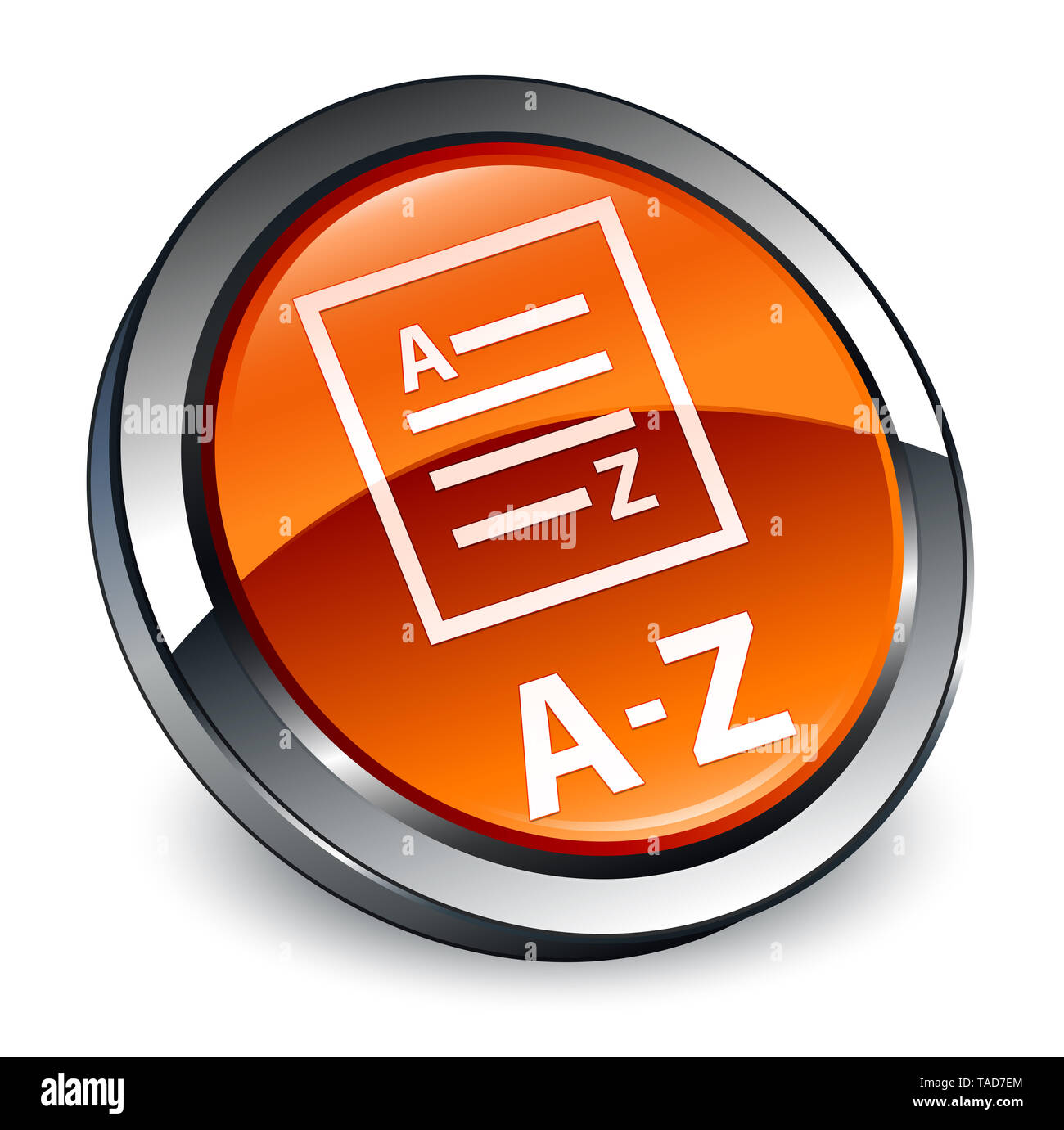 A-Z (list page icon) isolated on 3d brown round button abstract ...