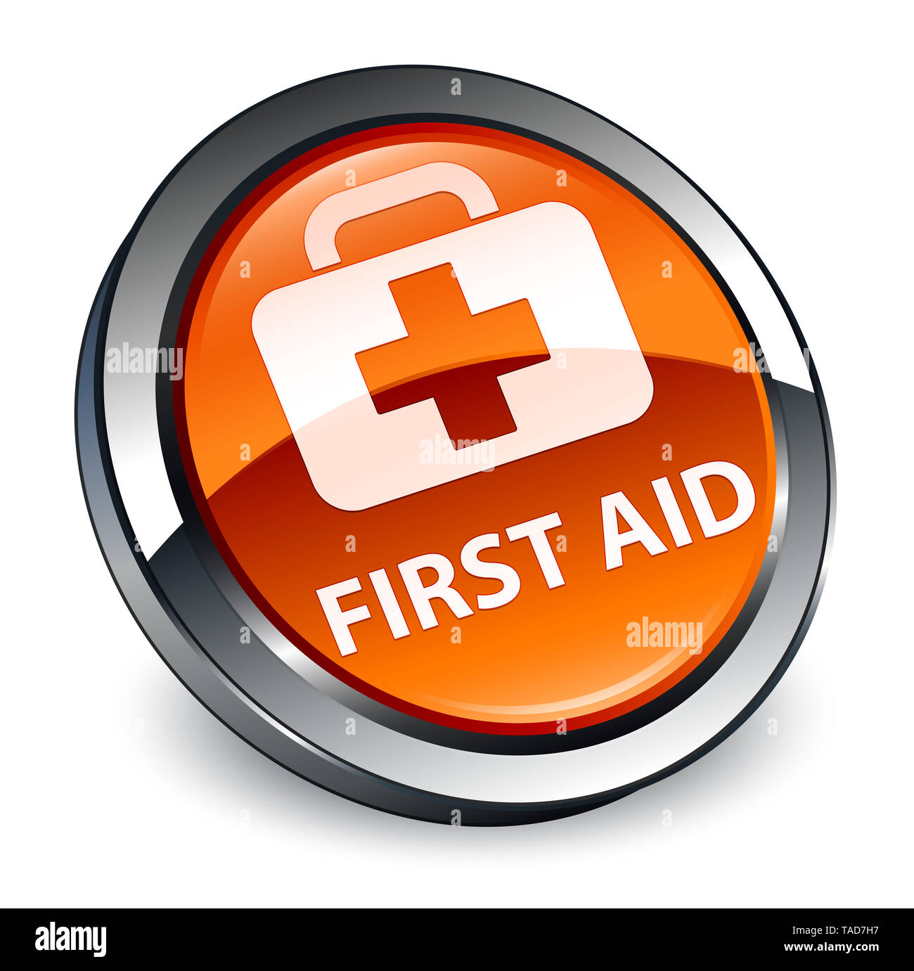 First aid isolated on 3d brown round button abstract illustration Stock ...