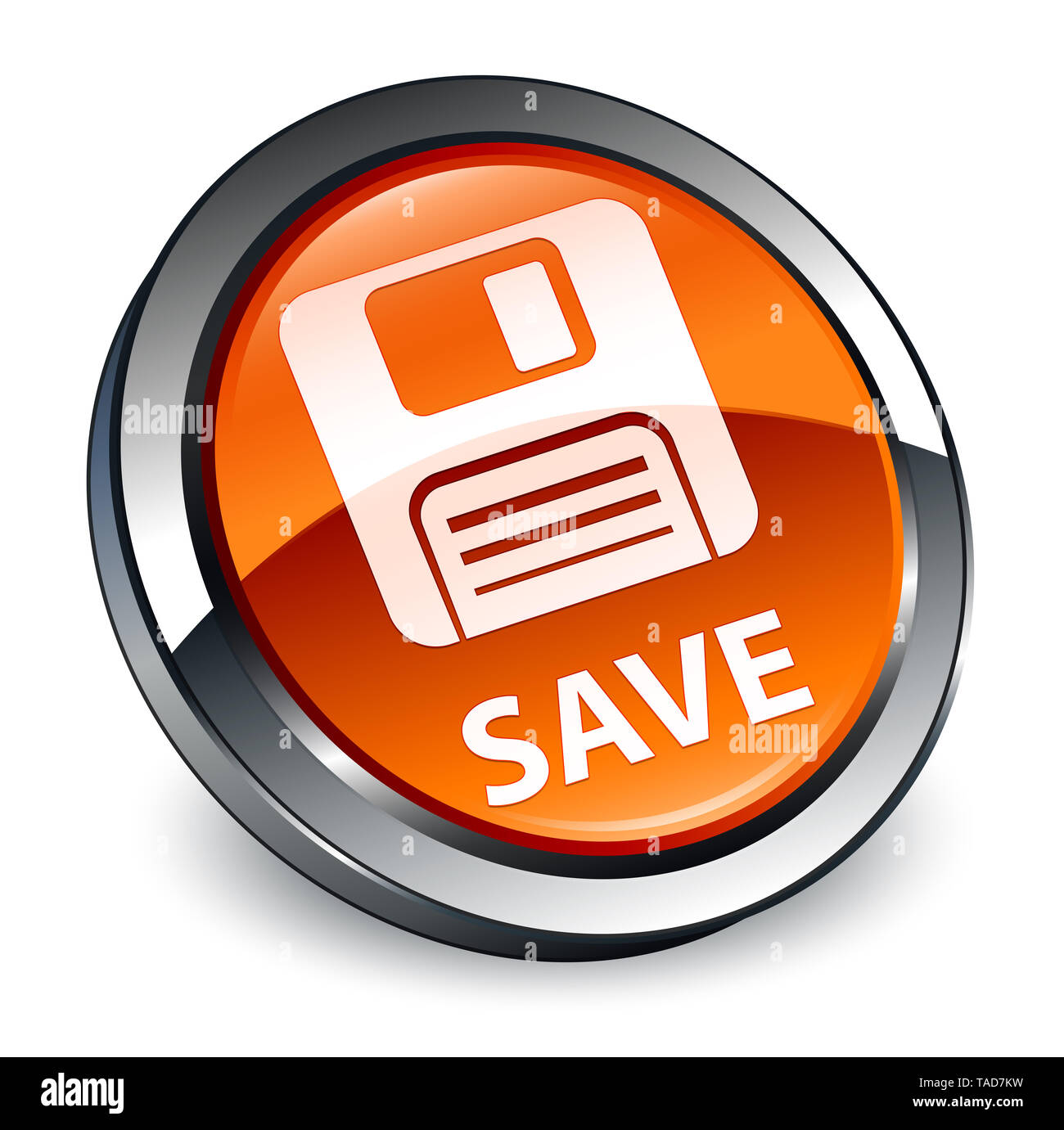Save (floppy disk icon) isolated on 3d brown round button abstract ...