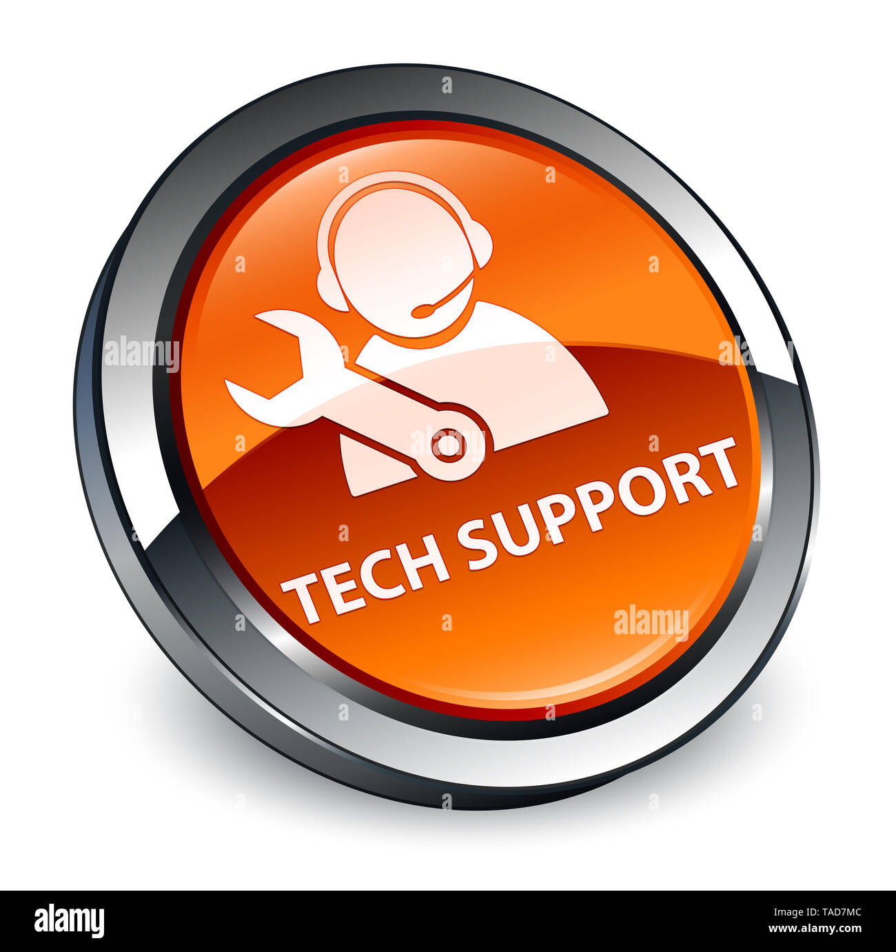 Tech support isolated on 3d brown round button abstract illustration ...