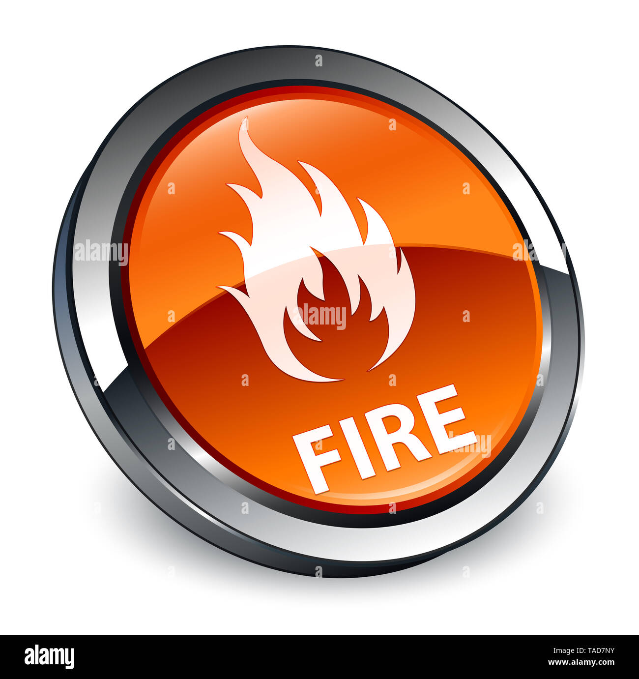 Fire isolated on 3d brown round button abstract illustration Stock ...