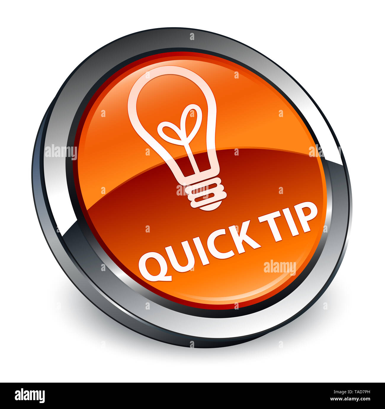 Quick tip (bulb icon) isolated on 3d brown round button abstract ...