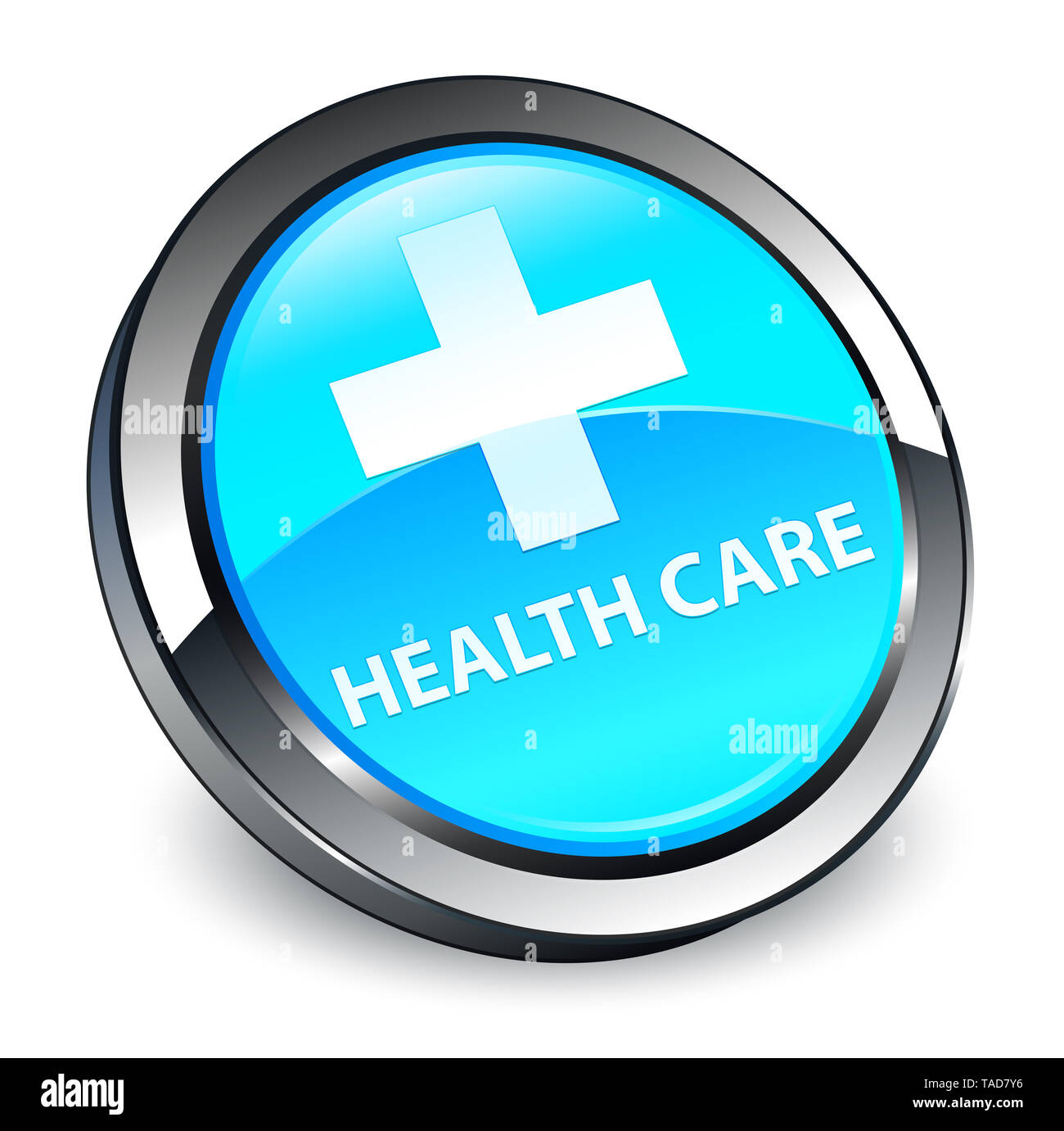 Health care (plus sign) isolated on 3d cyan blue round button abstract ...