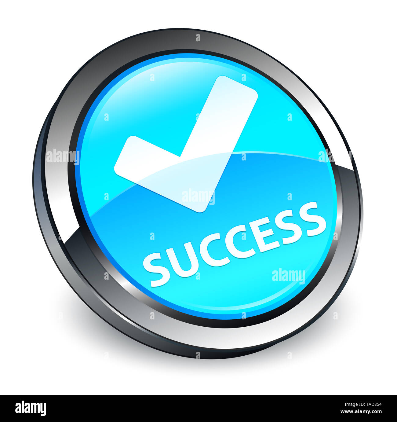 Success (validate icon) isolated on 3d cyan blue round button abstract ...