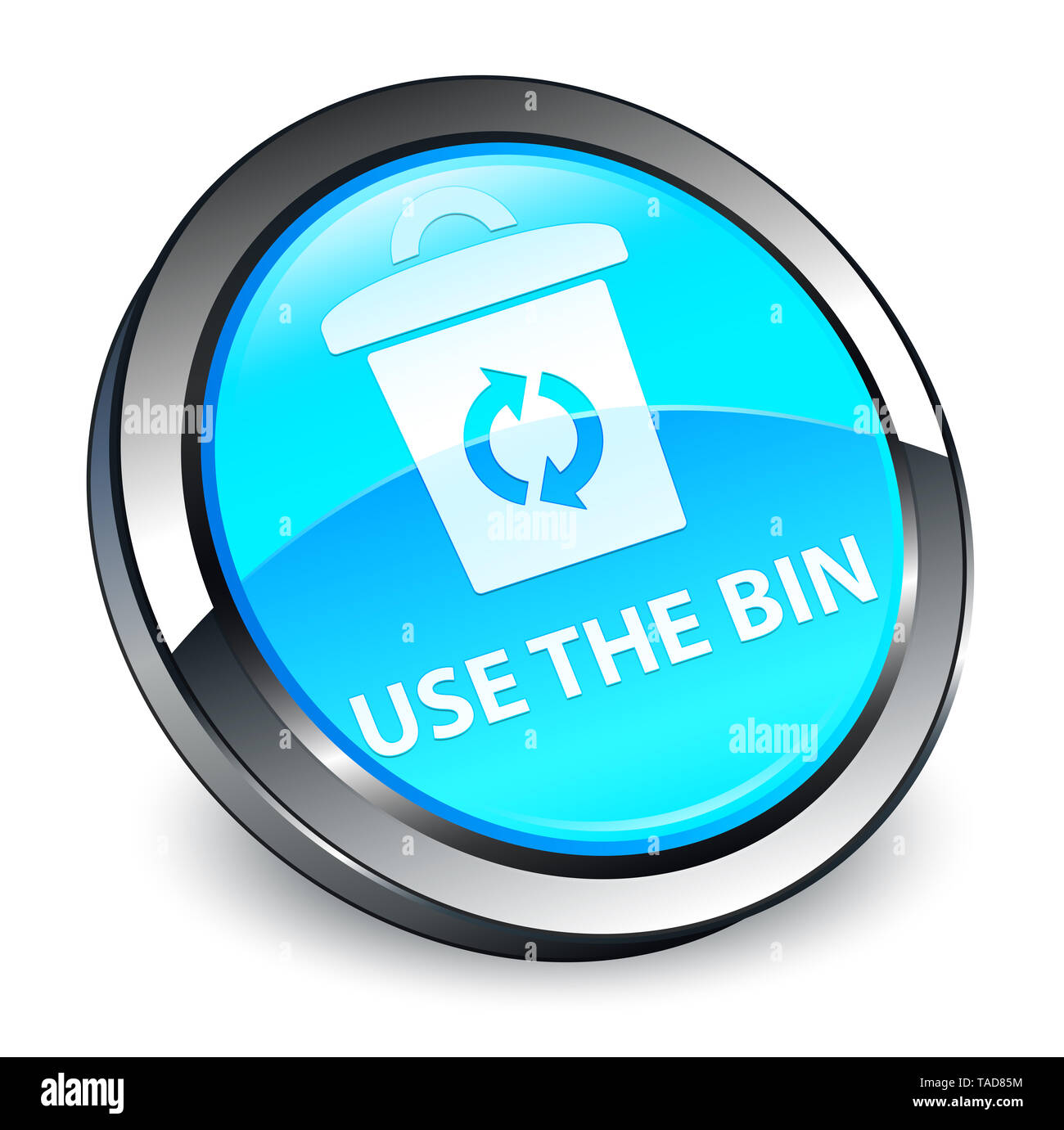 Use the bin isolated on 3d cyan blue round button abstract illustration ...