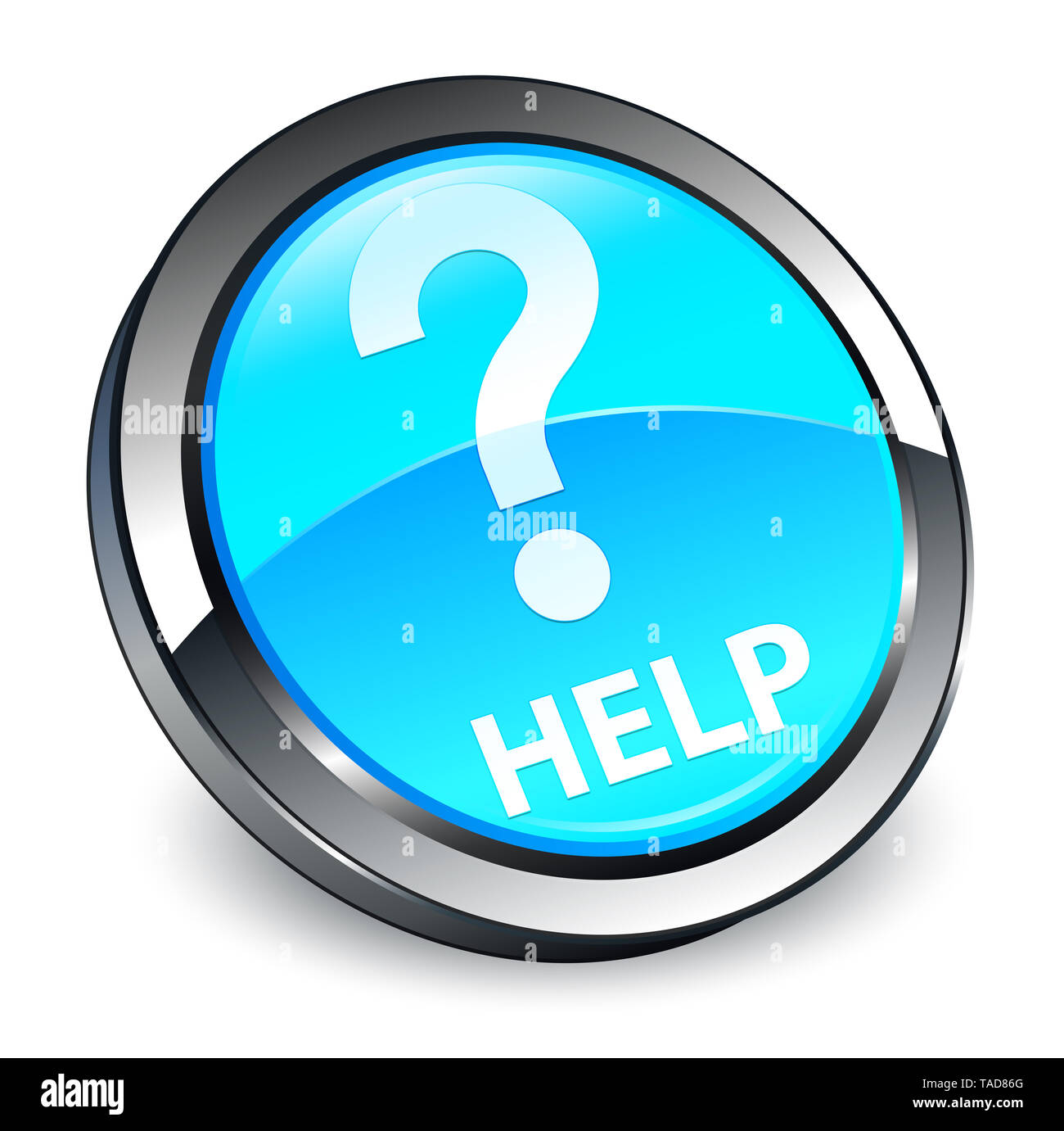 Help (question icon) isolated on 3d cyan blue round button abstract ...