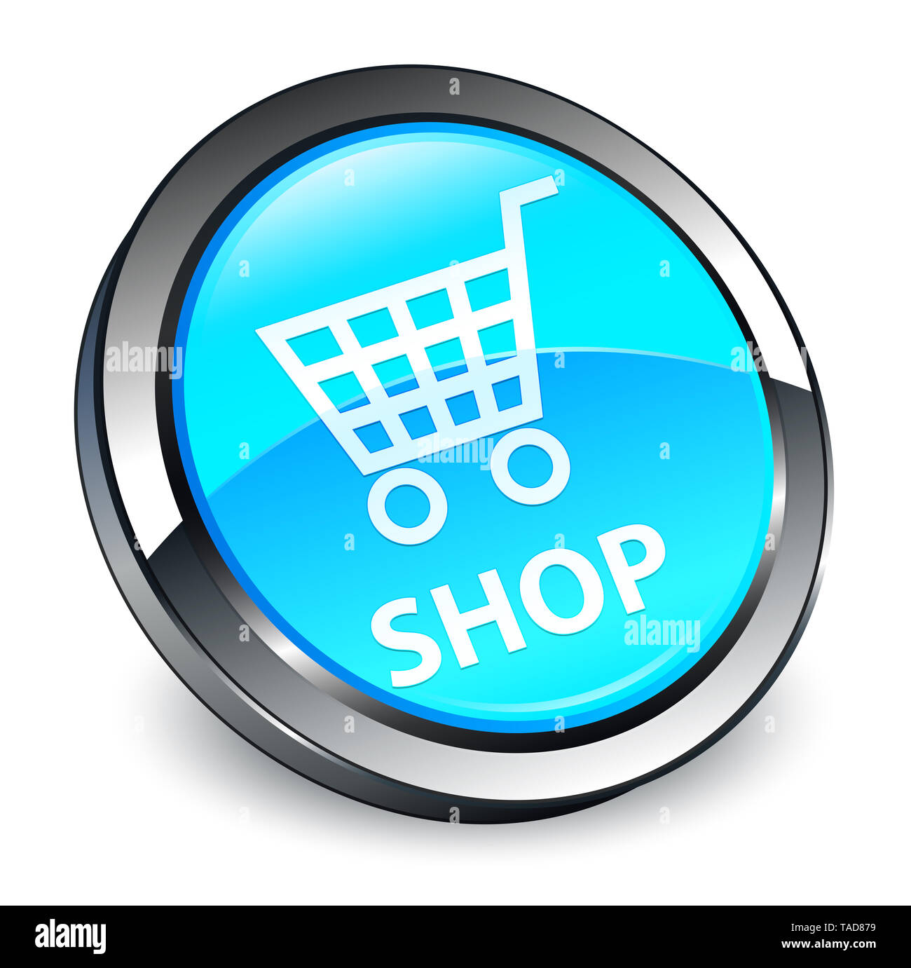 Shop isolated on 3d cyan blue round button abstract illustration Stock ...