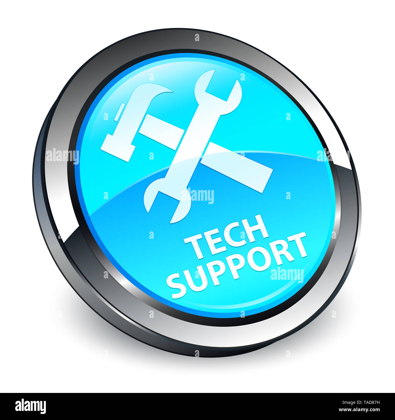 Tech support (tools icon) isolated on 3d cyan blue round button ...
