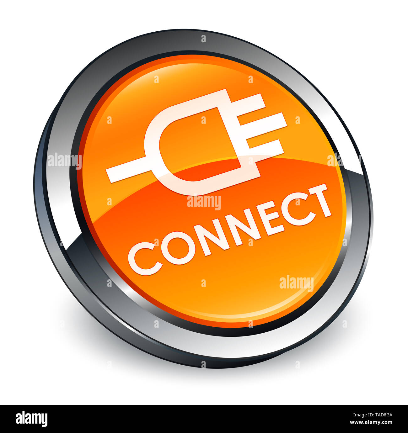 Connect isolated on 3d orange round button abstract illustration Stock ...