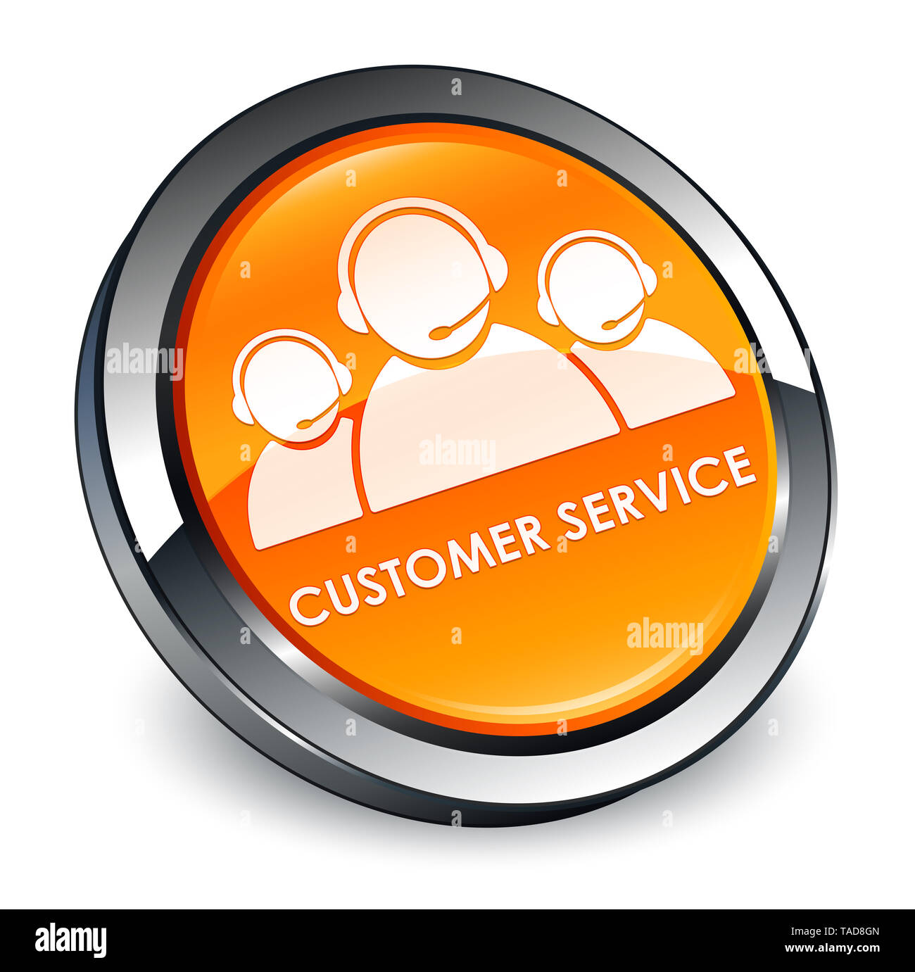 Customer service (team icon) isolated on 3d orange round button ...