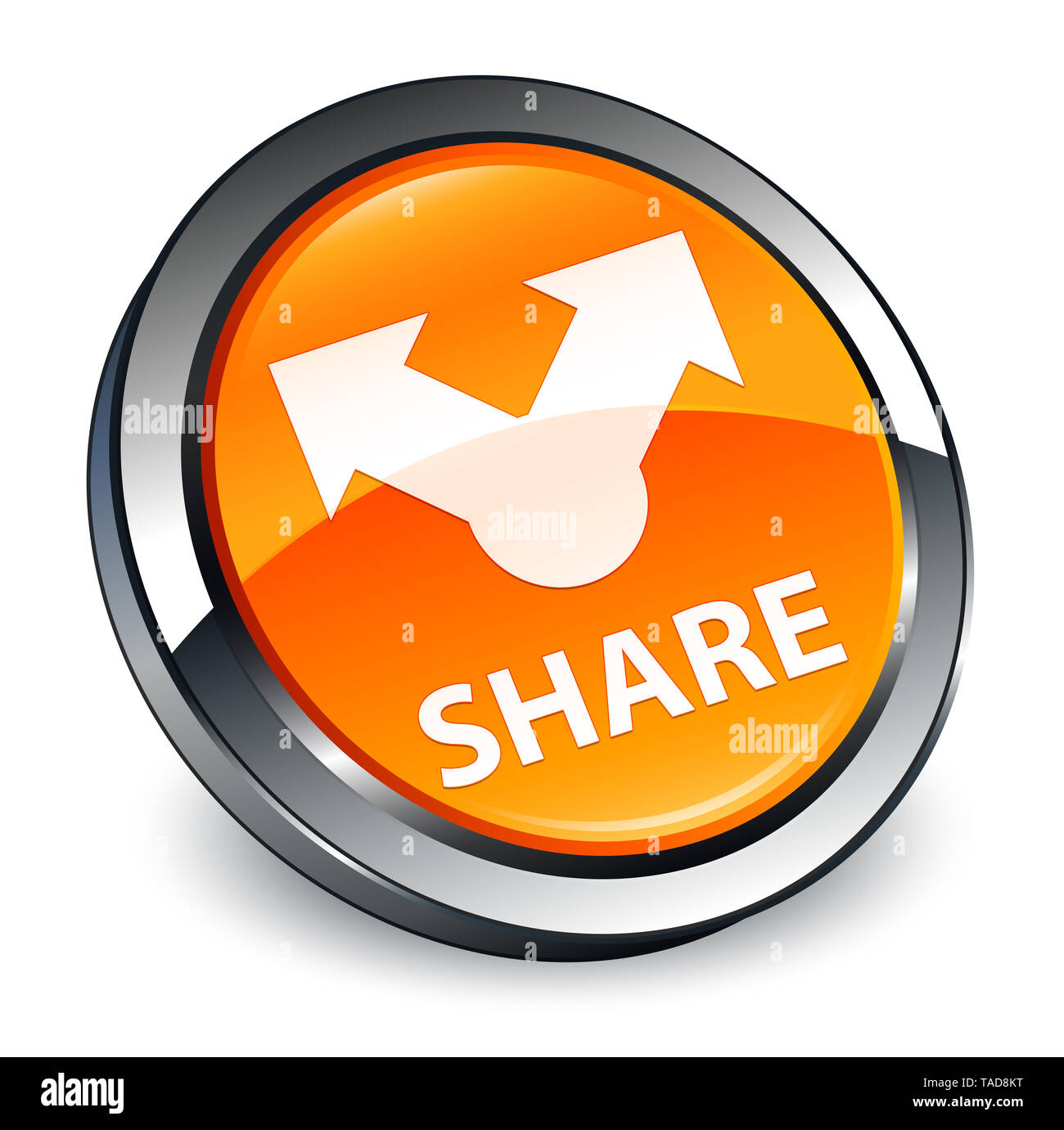 Share isolated on 3d orange round button abstract illustration Stock ...