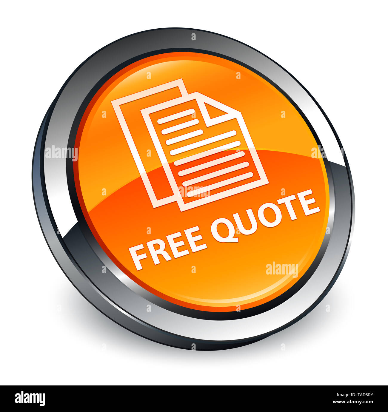 Free quote isolated on 3d orange round button abstract illustration ...