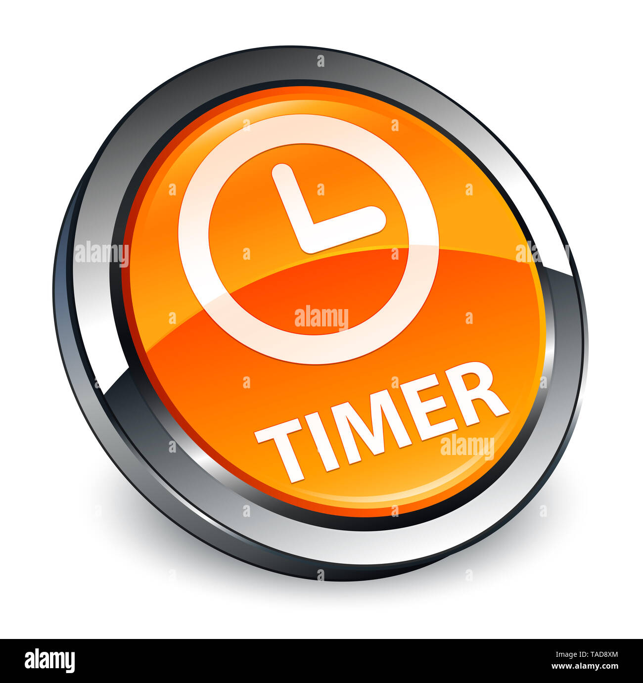 Timer isolated on 3d orange round button abstract illustration Stock ...