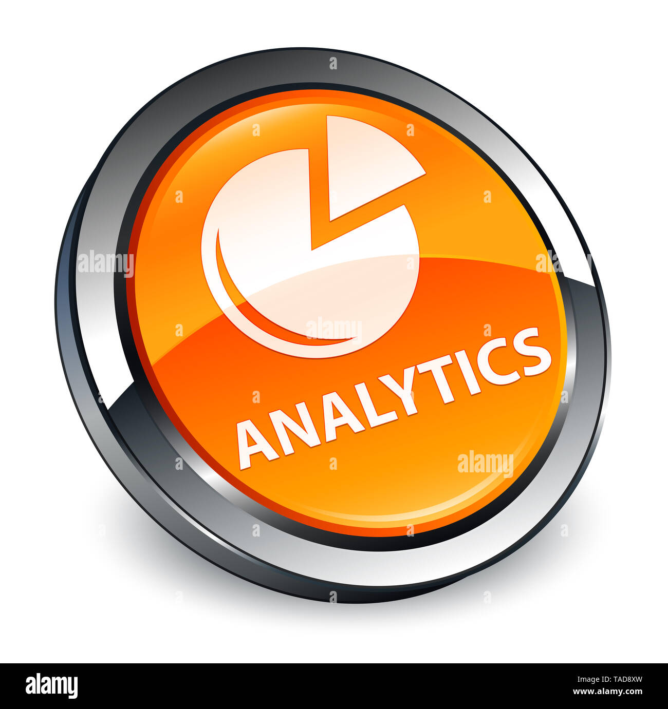 Analytics (graph icon) isolated on 3d orange round button abstract ...