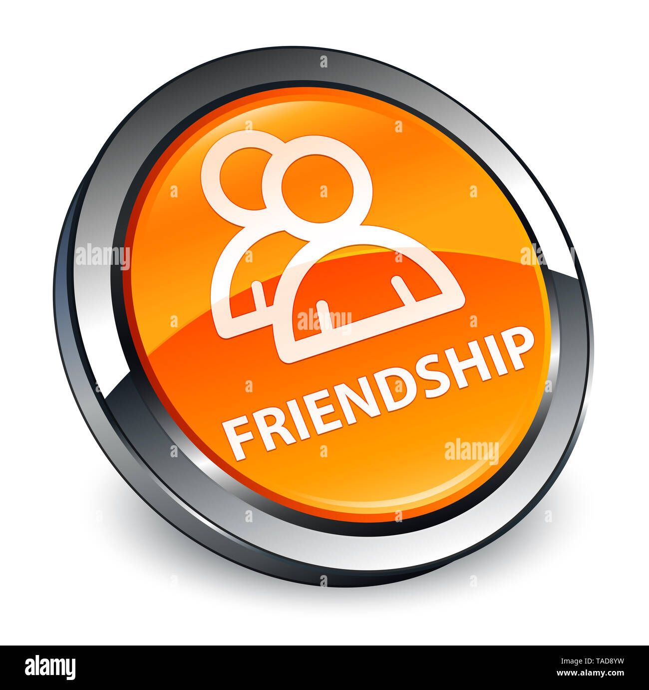 Friendship (group icon) isolated on 3d orange round button abstract ...