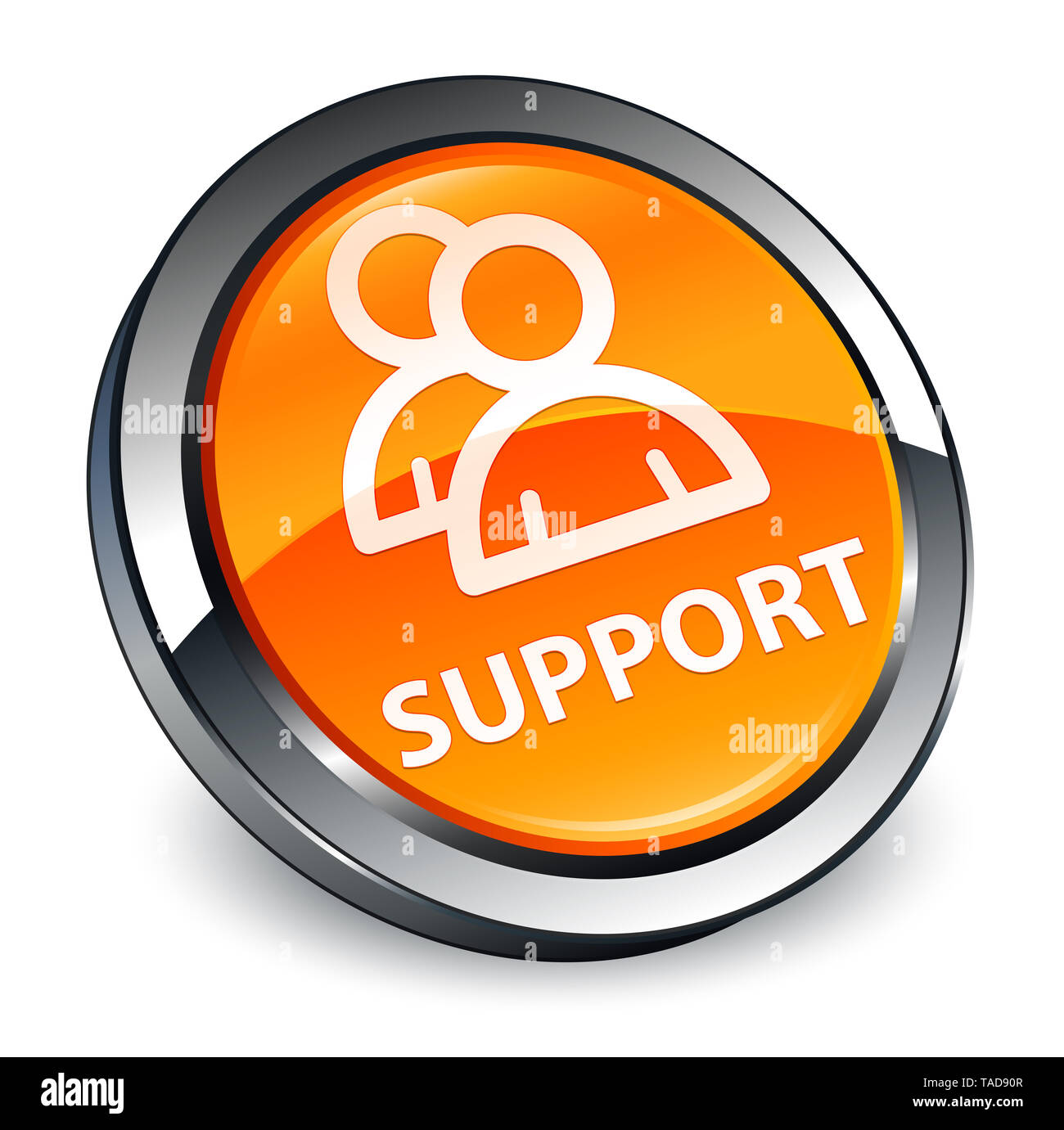 Support (group icon) isolated on 3d orange round button abstract ...