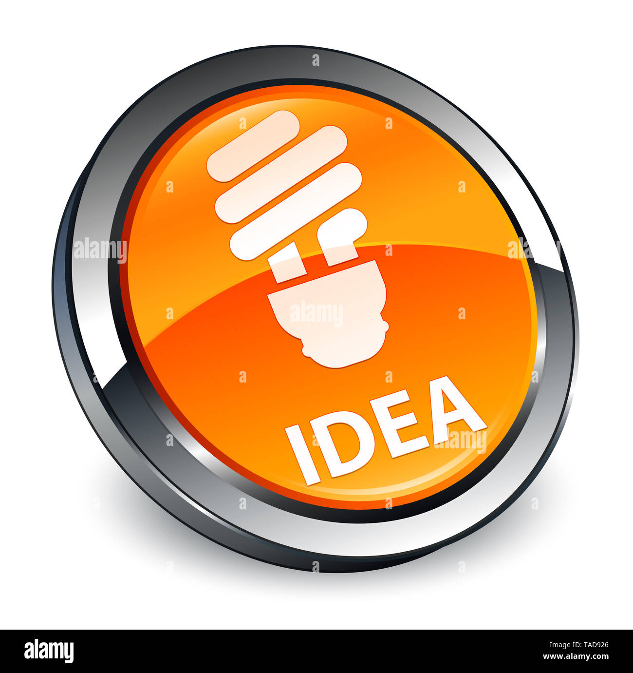 Idea (bulb icon) isolated on 3d orange round button abstract ...