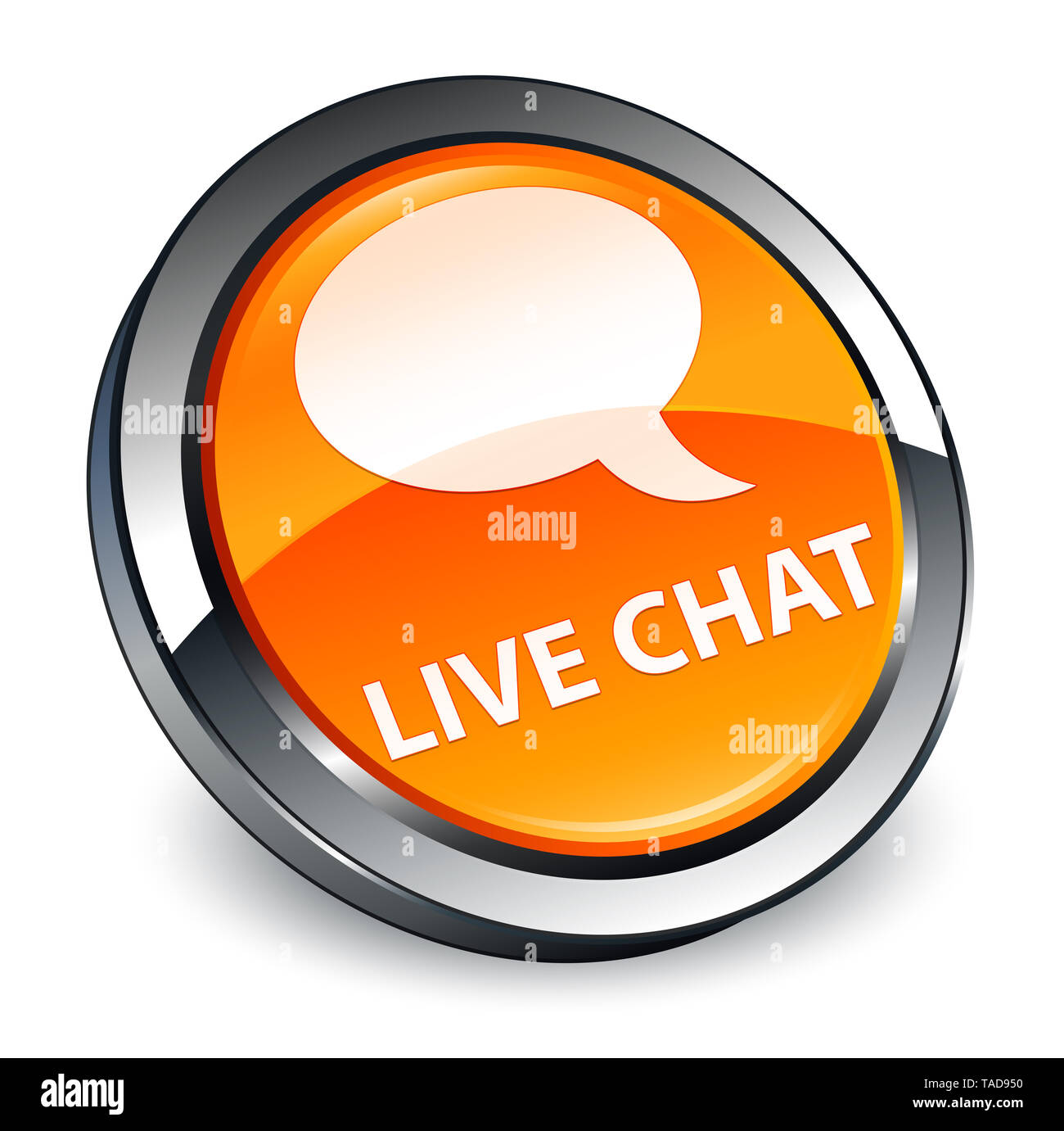 Live chat isolated on 3d orange round button abstract illustration ...