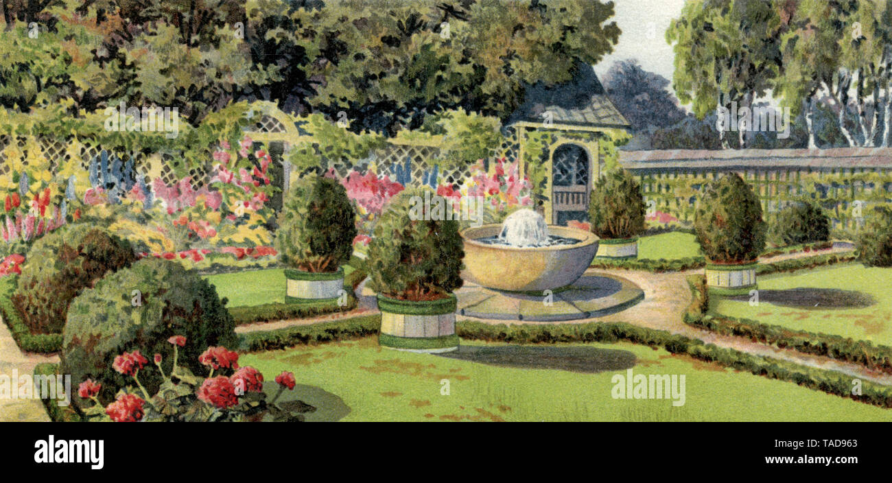 Garden after tree motifs': Classic gardens Stock Photo - Alamy
