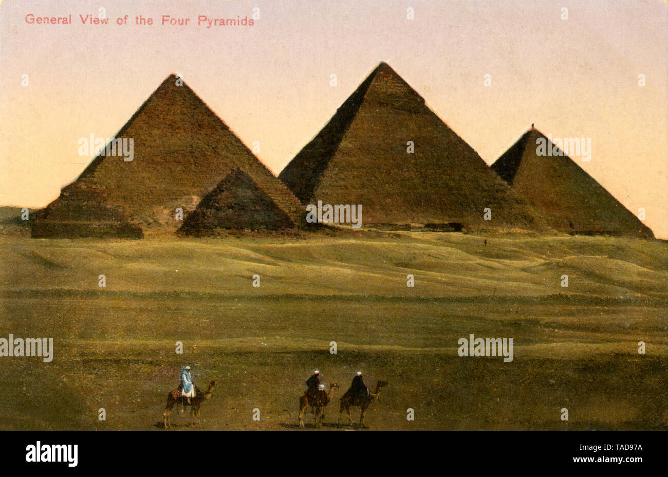 View of the four pyramids in Egypt. Publisher Max H. Rudmann, Le Caire ...