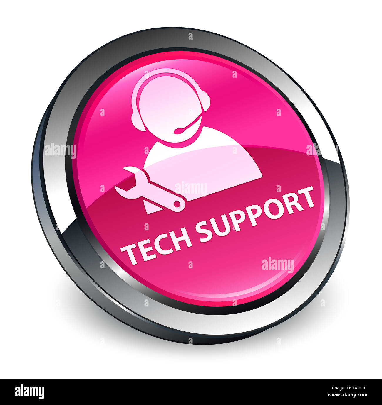 Tech support isolated on 3d pink round button abstract illustration ...