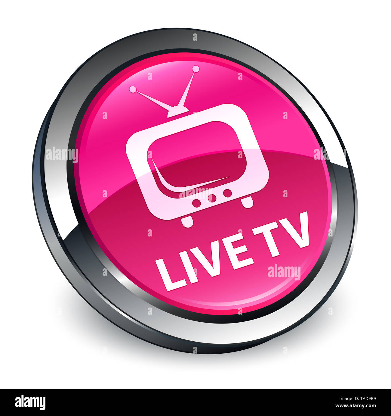 Live tv isolated on 3d pink round button abstract illustration Stock ...