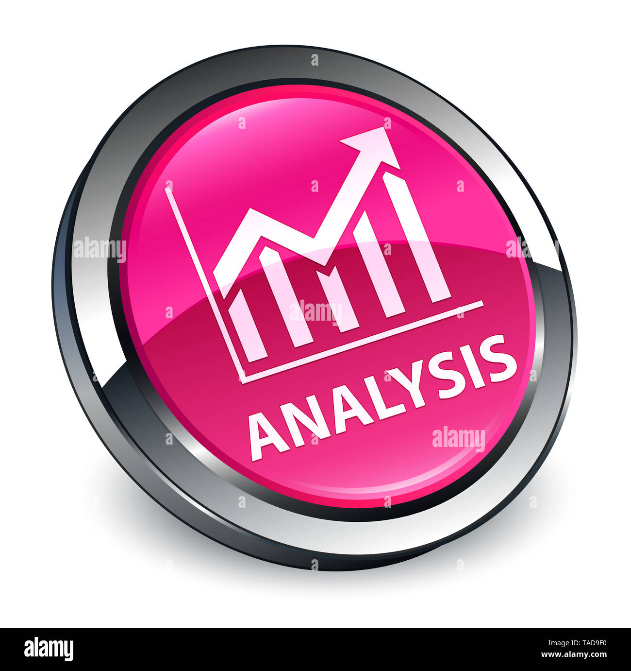 Analysis (statistics icon) isolated on 3d pink round button abstract ...
