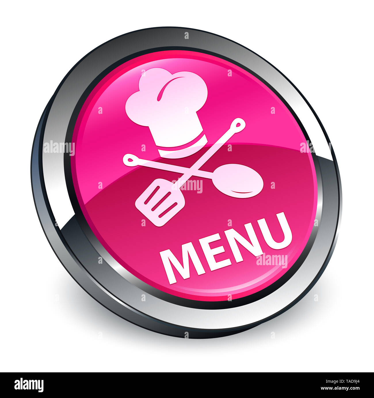Menu (restaurant icon) isolated on 3d pink round button abstract ...