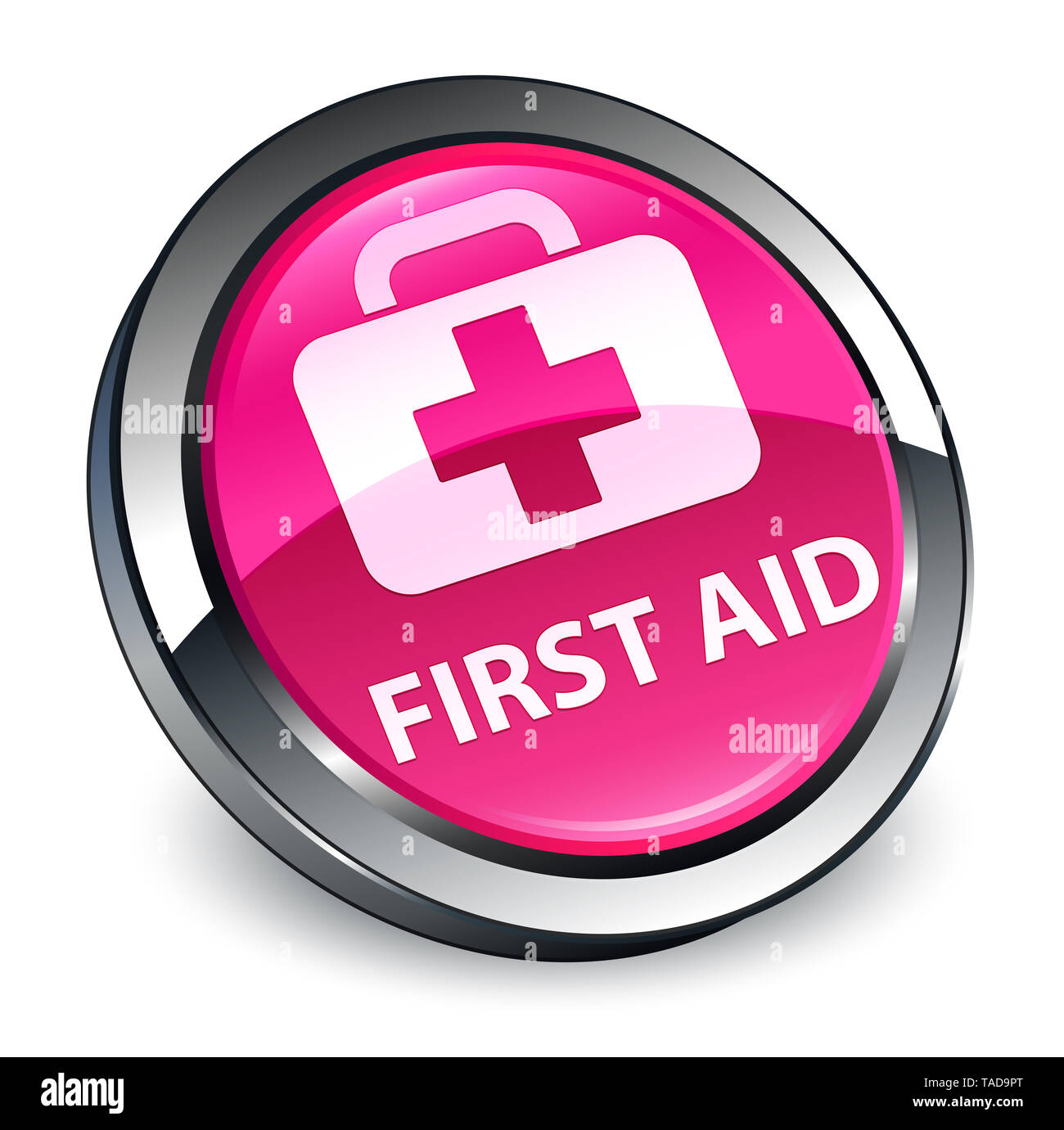 First aid isolated on 3d pink round button abstract illustration Stock ...