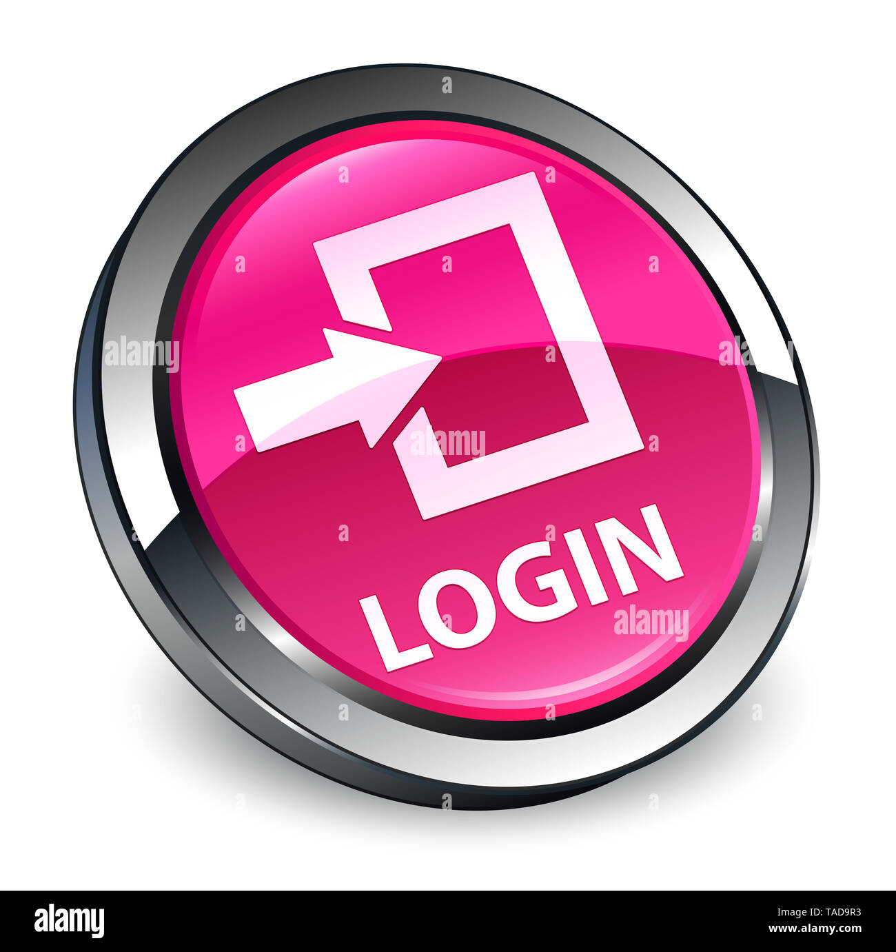 Login isolated on 3d pink round button abstract illustration Stock ...